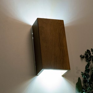 Walnut Wooden Sconce Lamp , Wood Wall Sconces , Industrial Decor ...