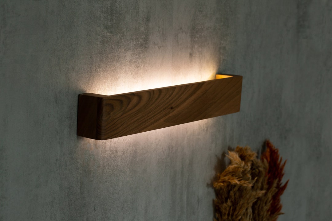 Wooden Wall Lights, Wood Commercial Sconce, Walnut Wood Wall Led Light ...