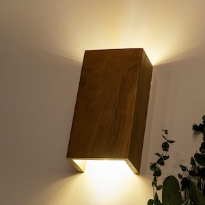 Walnut Wooden Sconce Lamp , Wood Wall Sconces , Industrial Decor ...