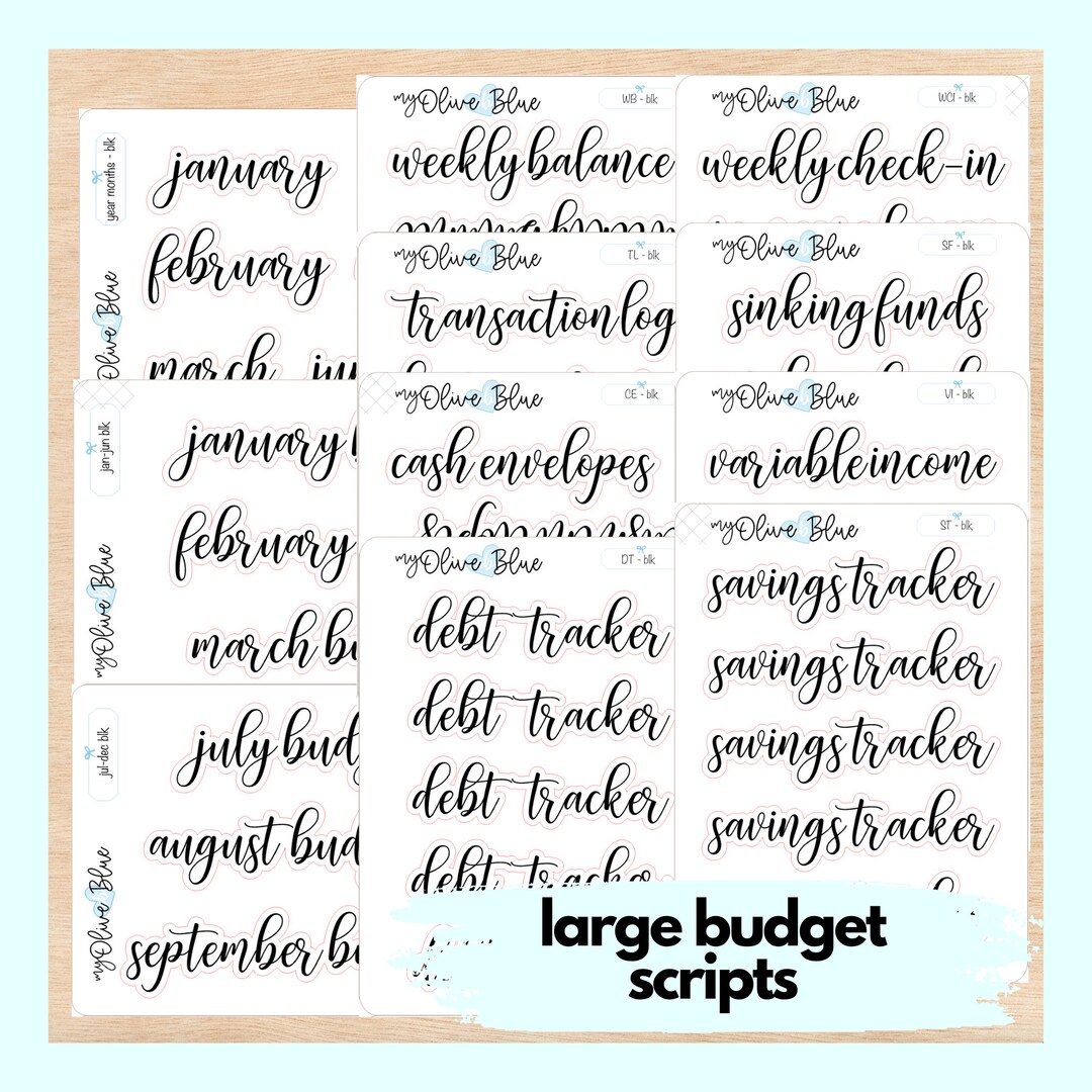 Large Budget Scripts Budget Planner Stickers, Planning Scripts - Etsy