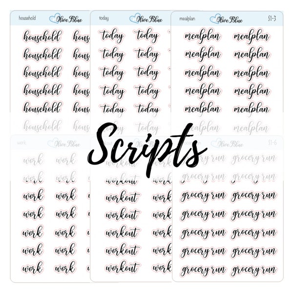 Printable Planner Script Stickers - Etsy