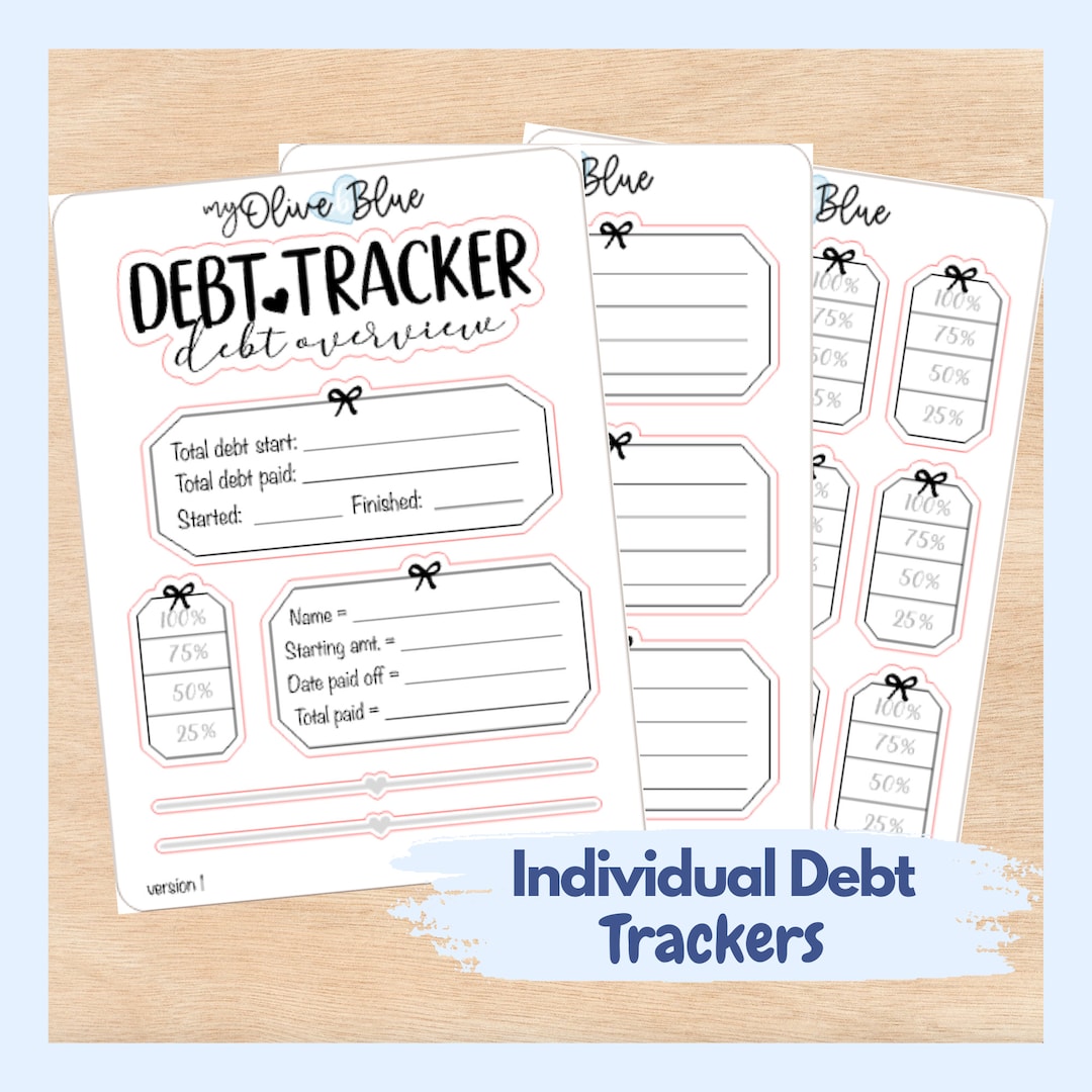Individual Debt Trackers Budget Stickers Debt Stickers Tracking Debt ...