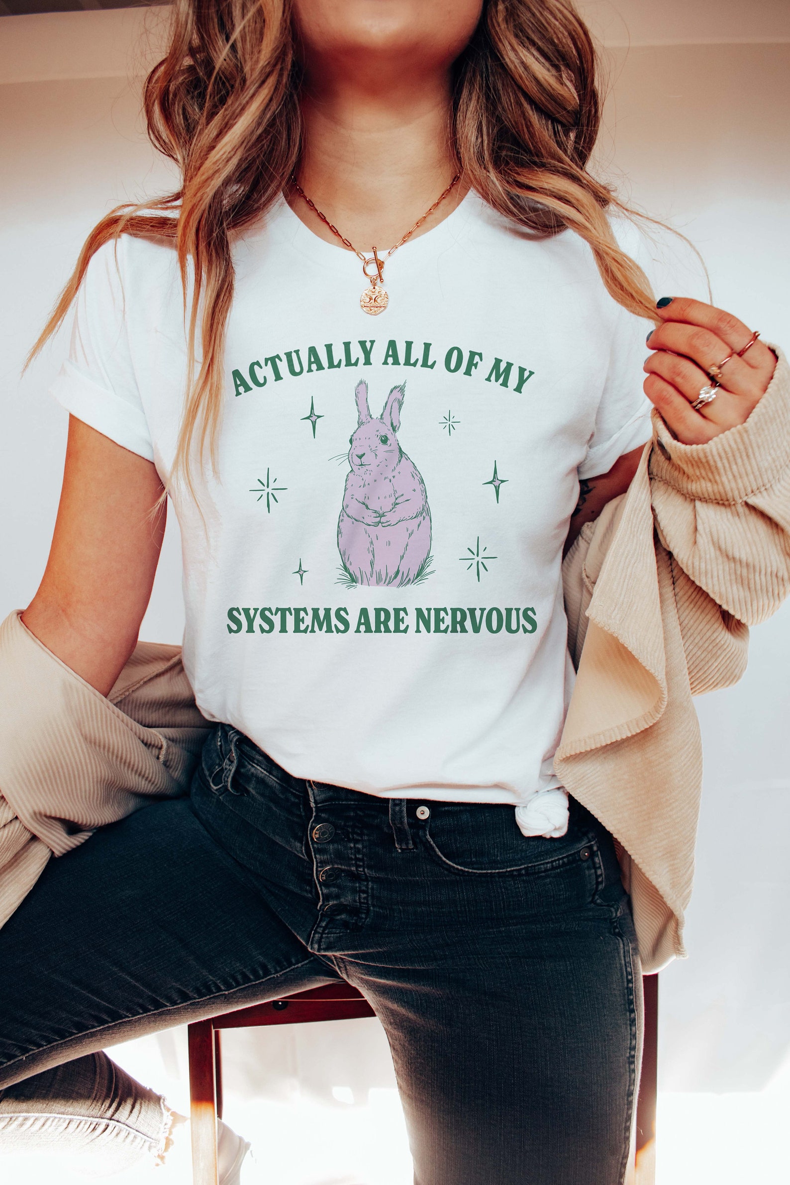 Actually All of My Systems Are Nervous Funny Mental Health Shirt Meme ...