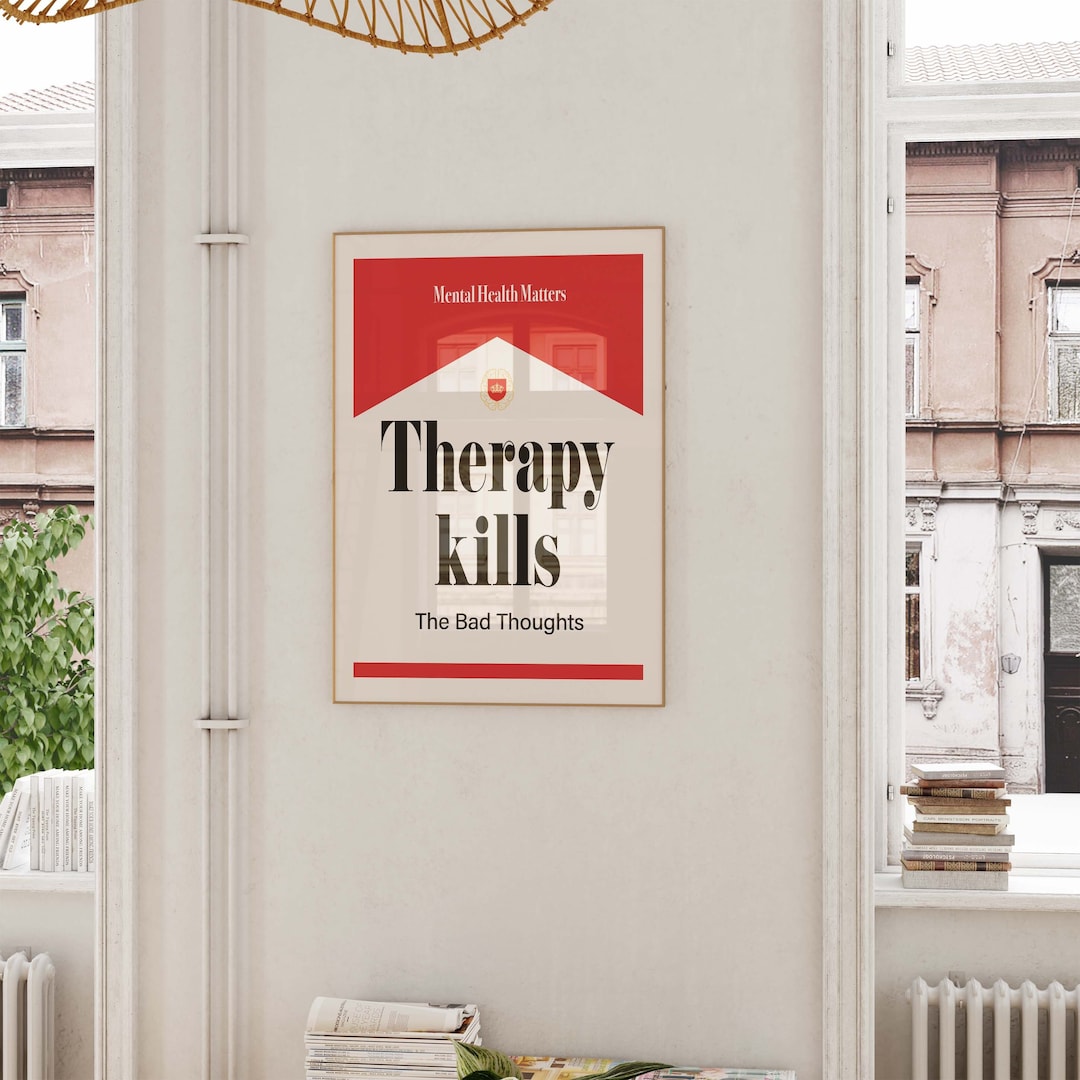 Therapy Kills the Bad Thoughts Wall Art Mental Health Poster Digital ...