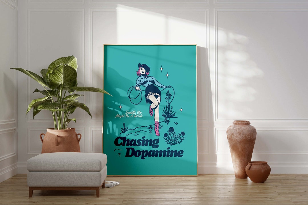Chasing Dopamine Coastal Cowgirl Wall Art Mental Health Digital Print Trendy Western Poster ...