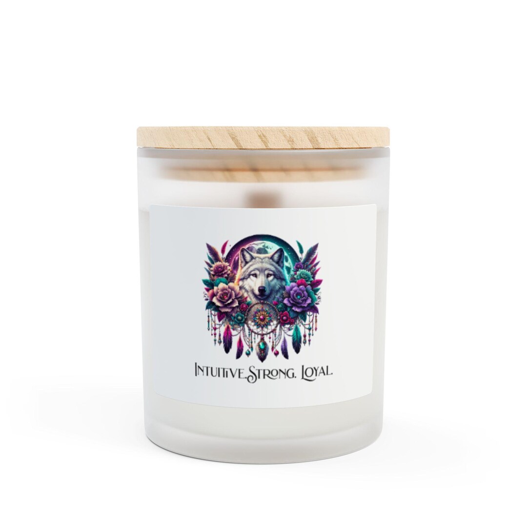 Wolf Spirit Animal Frosted Glass Candle, 11oz - Unique Scented Candle ...