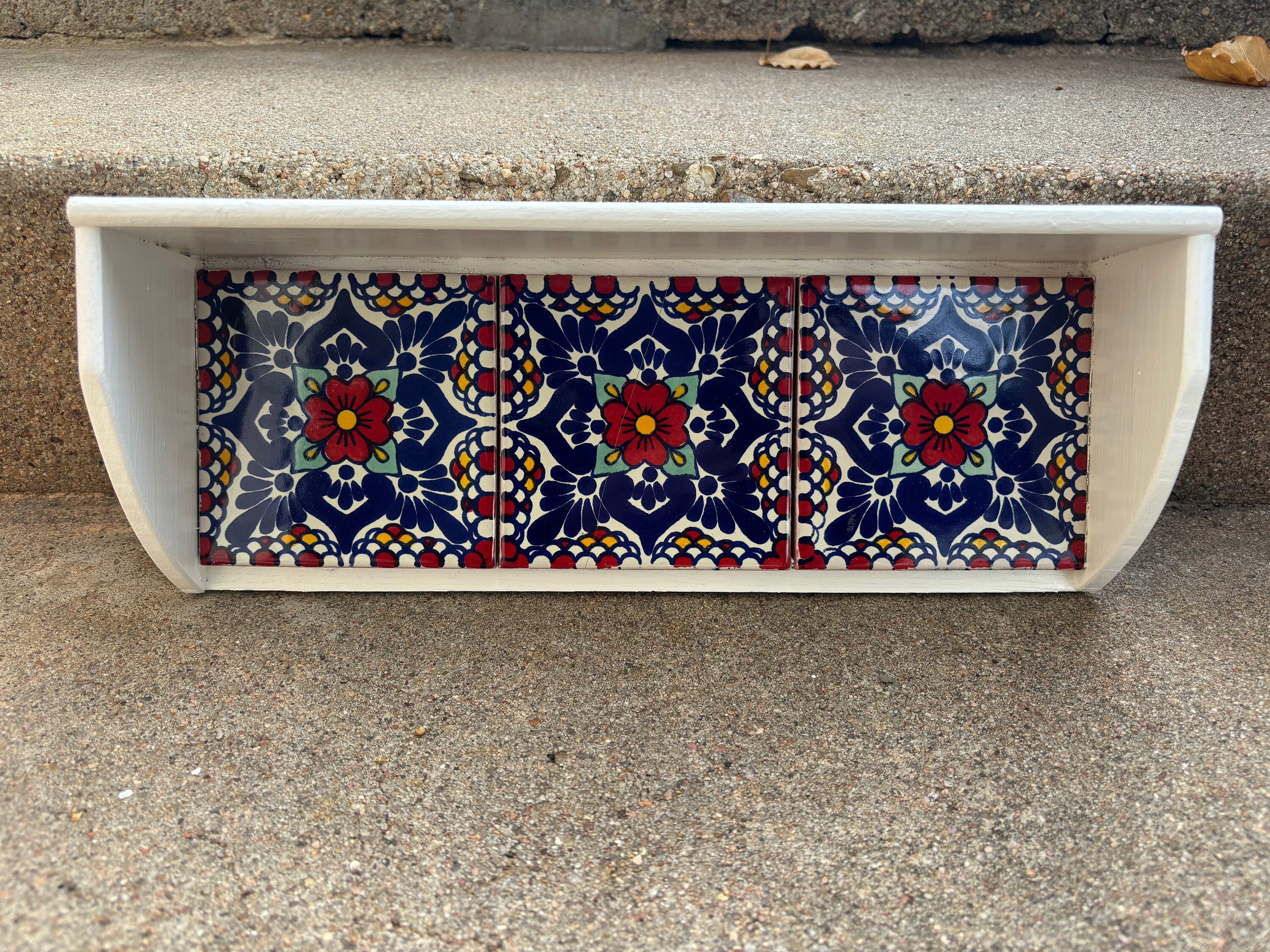 Small Red and Blue Tile Shelf - Etsy