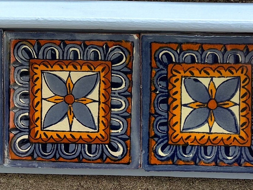 Small Blue and Brown Tile Shelf - Etsy