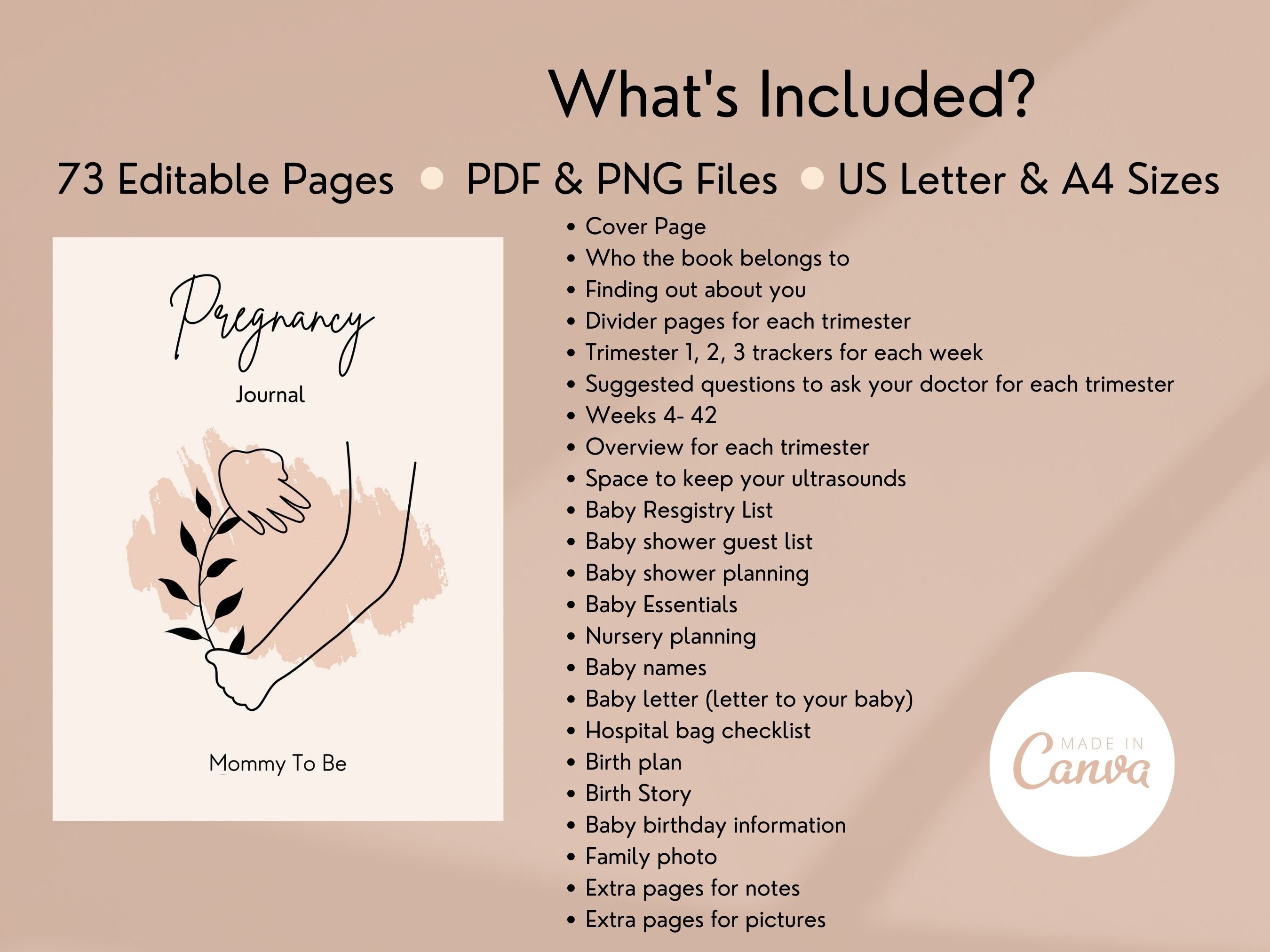 Pregnancy Journal, Pregnancy Planner, Printable Pregnancy Journal ...