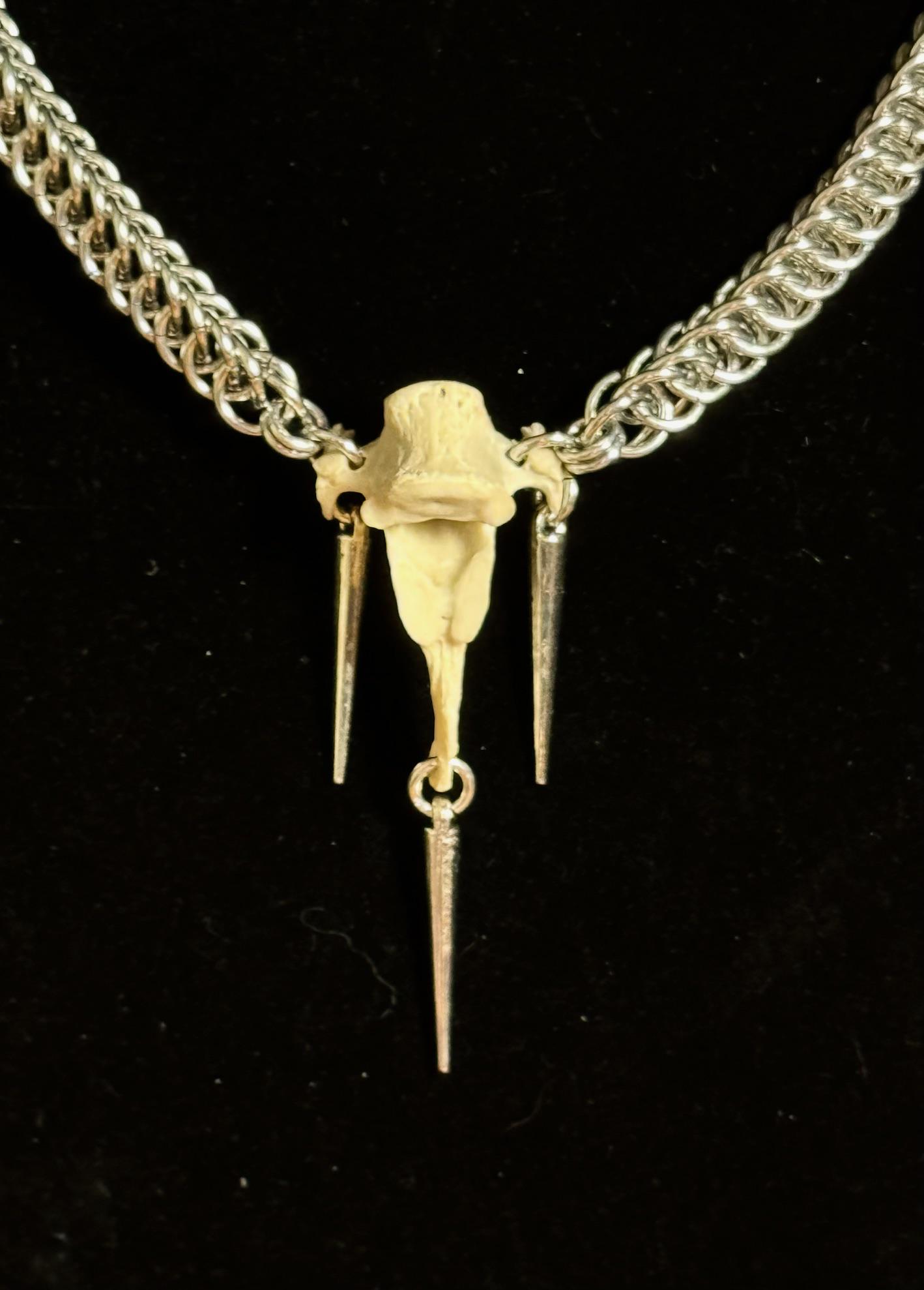 Fenrir Chainmail and Vertebrae Bone Spike Necklace - Etsy