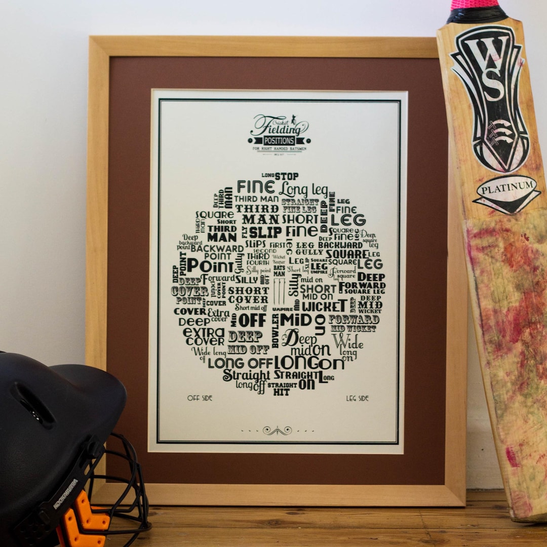 Hand Printed Cricket Fielding Positions Poster - Etsy