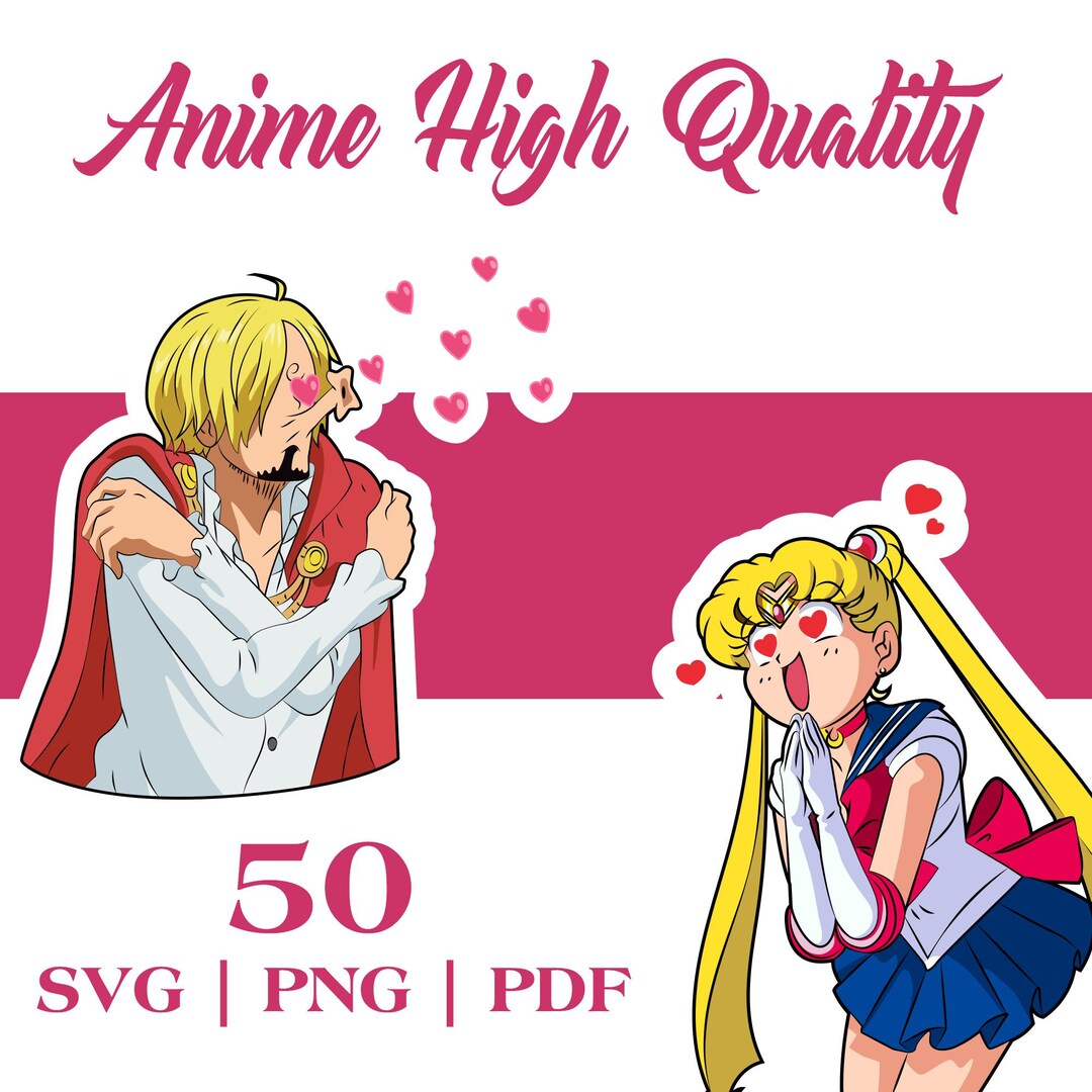 Anime Characters Digital Art Pack SVG, PNG, PDF Files for Sublimation ...