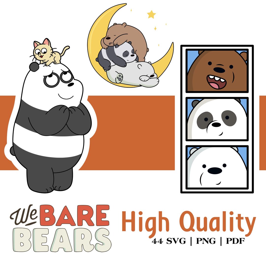 We Bare Bears Digital Art Pack SVG, PNG, PDF Fichiers pour Sublimation ...
