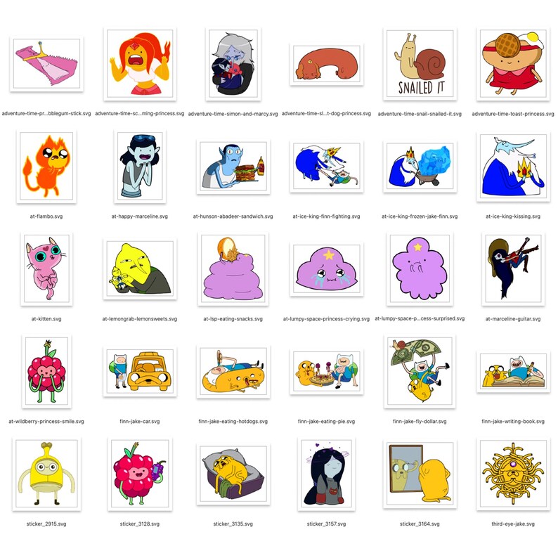 Adventure Time Digital Sticker Pack 30 Unique Svg, PNG, PDF Designs for ...
