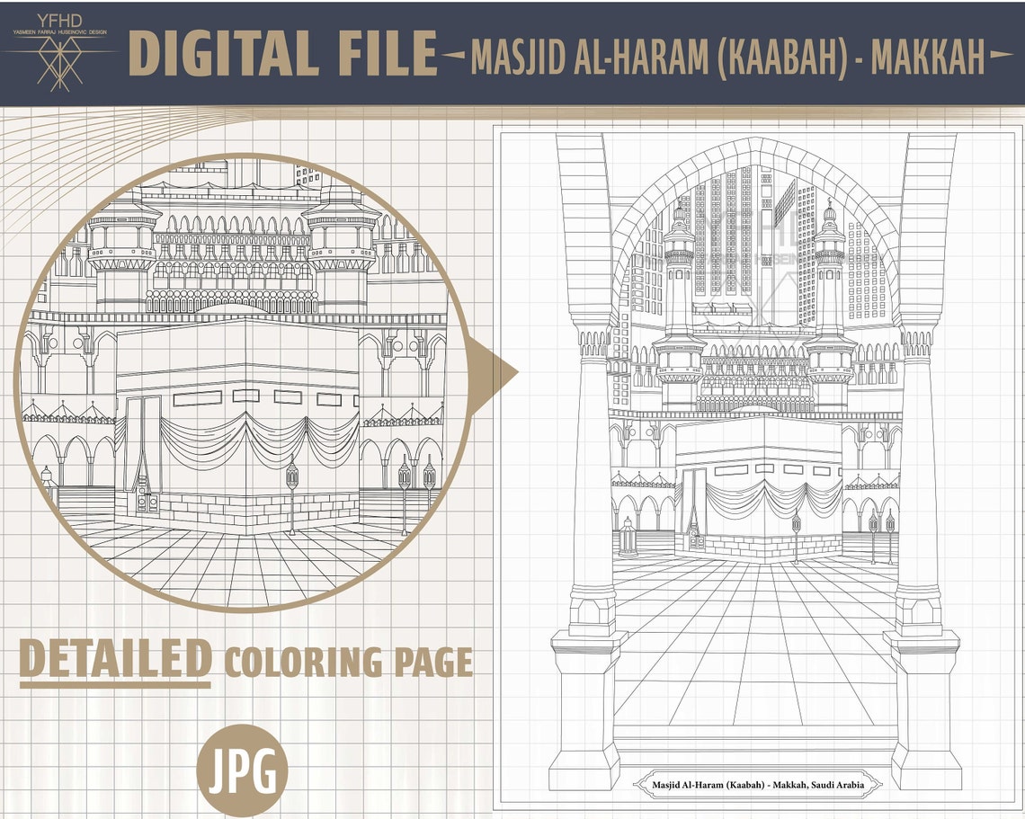 Kabah Coloring Page, Masjid Coloring, Kaabah Coloring, Masjid Activity ...