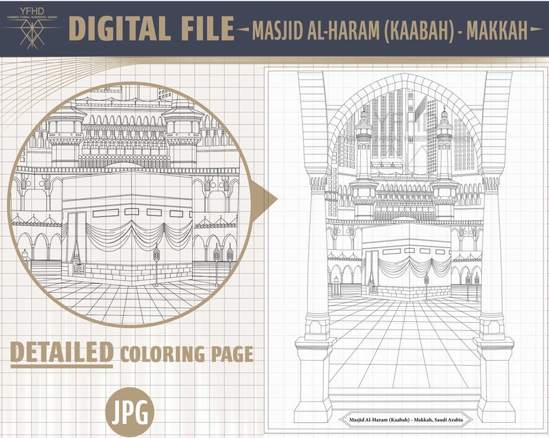 Kabah Coloring Page, Masjid Coloring, Kaabah Coloring, Masjid Activity ...