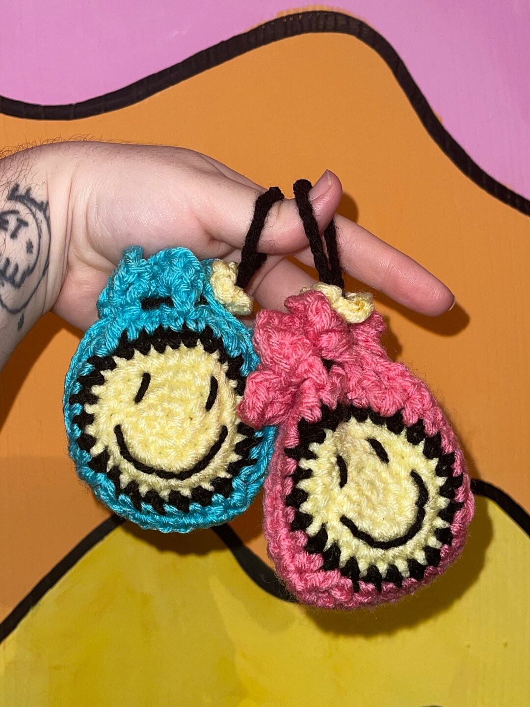 Crochet Smiley Pouch - Etsy