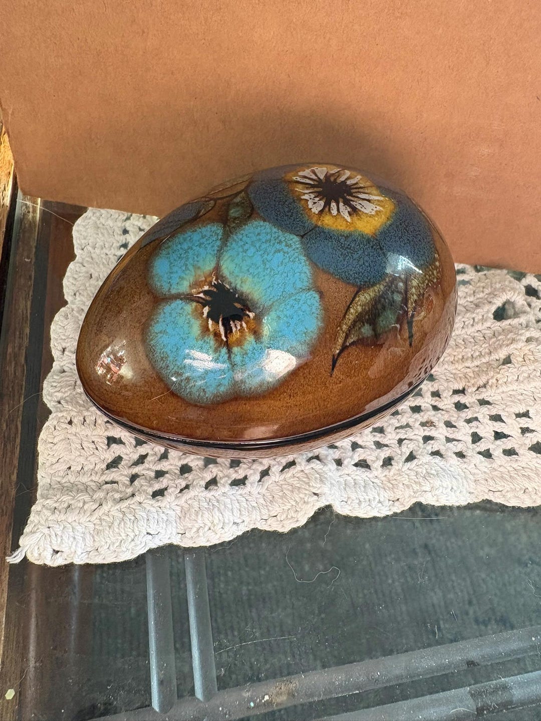 Guernsey Pottery Glazed Red Pottery Egg, Handpainted. Measures 3.5 ...