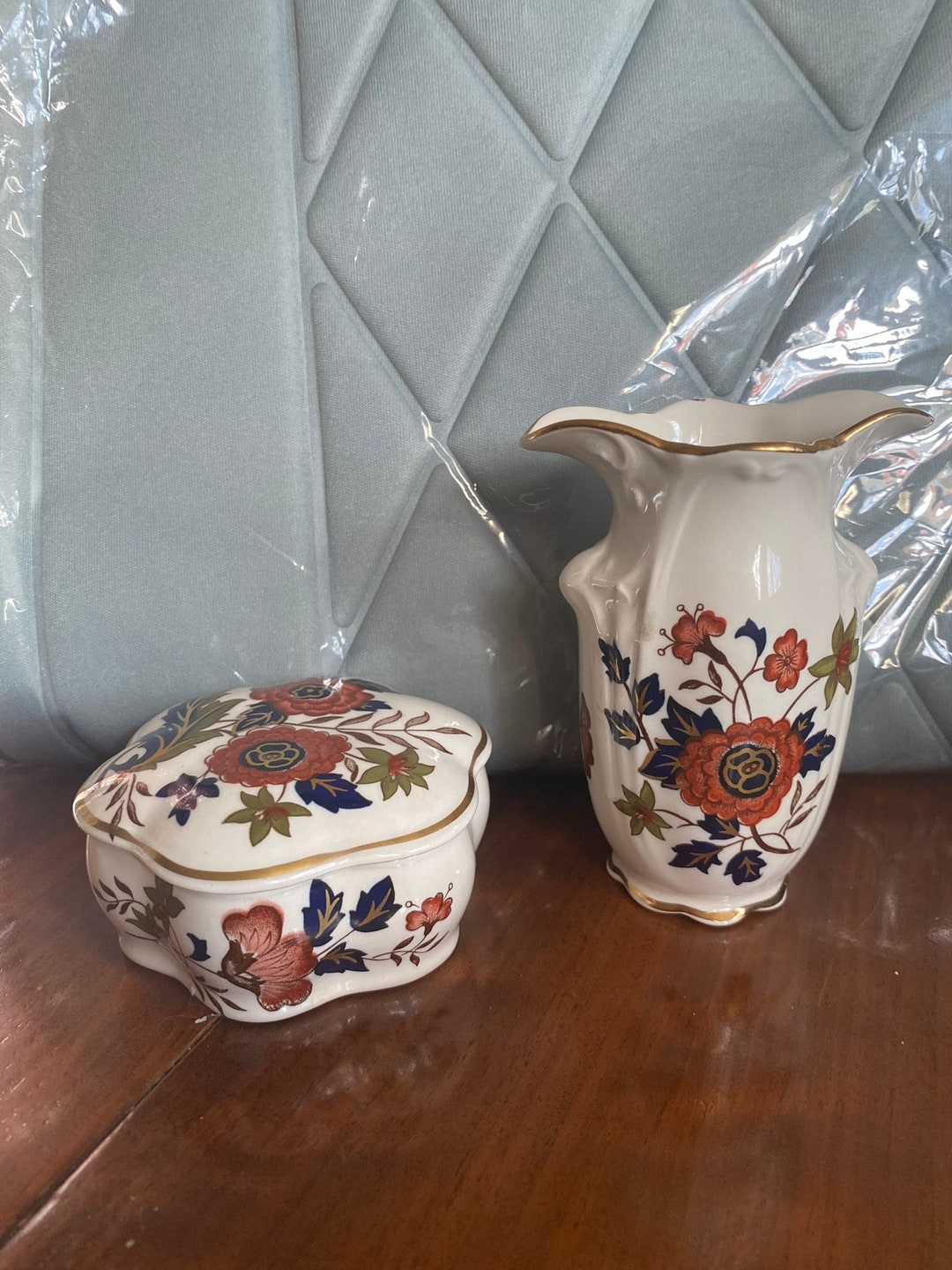 Royal Worcester Co. Palissy Floral Design Bud Vase and Trinketbox - Etsy