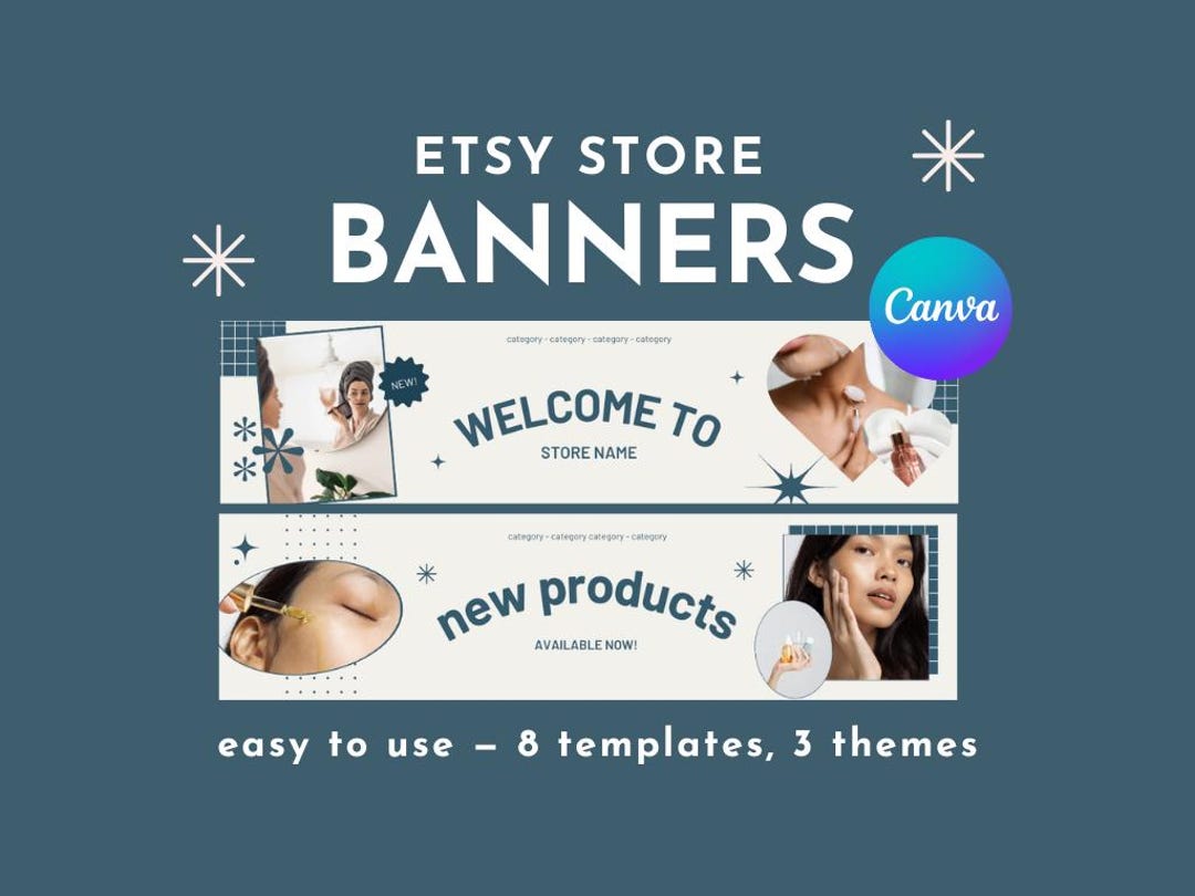 Easy & Customizable Etsy Storefront Banner Templates | 8 Layouts, 3 ...