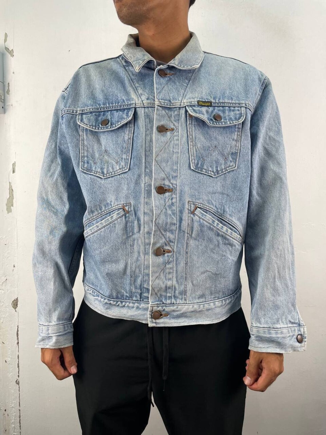Vintage 80s Wrangler Denim Jacket Wrangler Japan Trucker Jacket Faded ...