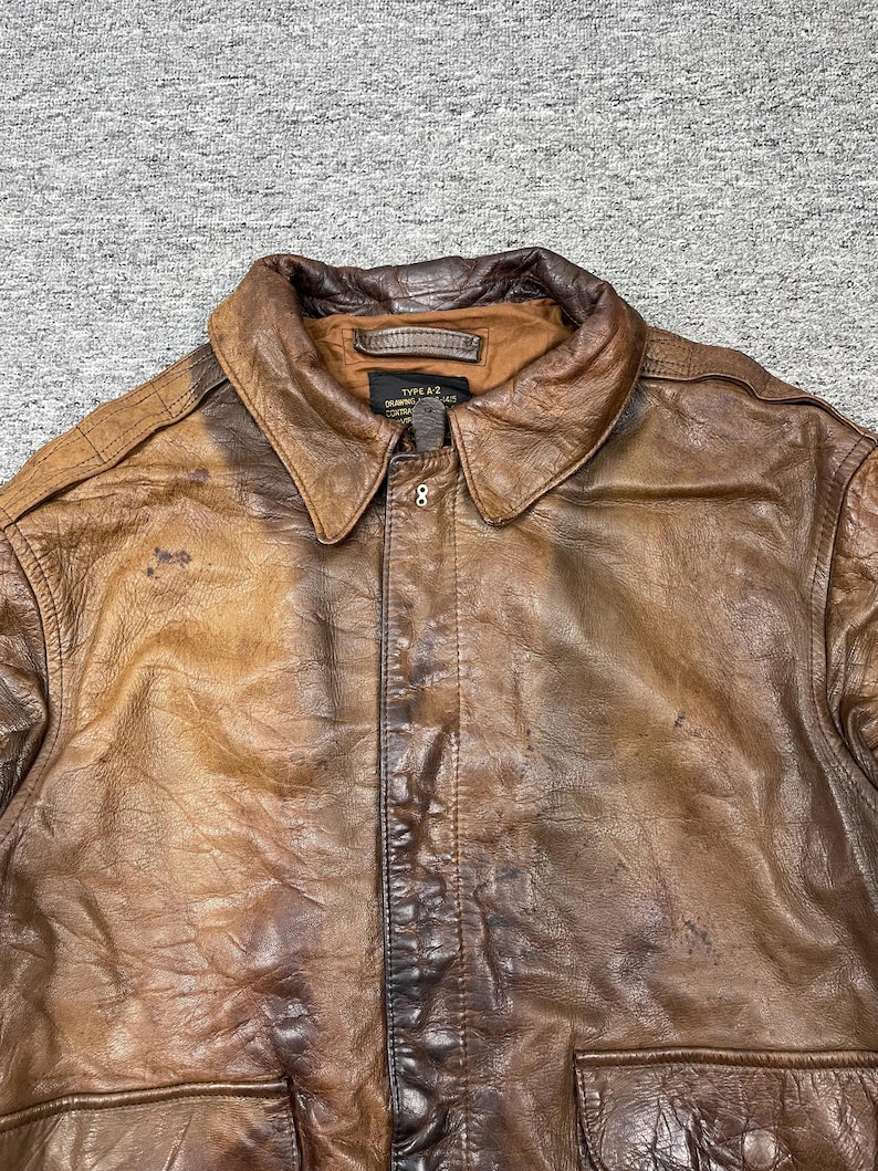 Vintage 1978 Avirex Type-a2 Leather Jacket 70s US Army Air Force Bomber Jacket Top Gun Flight ...