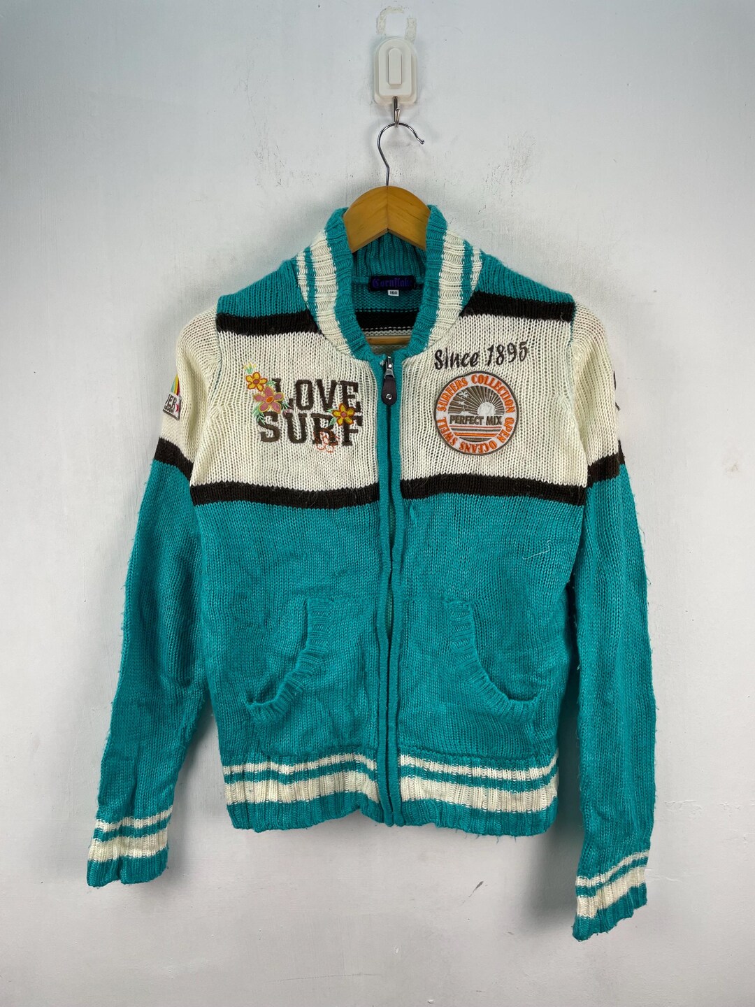 Vintage Surfers Collection Hand Knit Sweater Jacket I Love Surfers ...