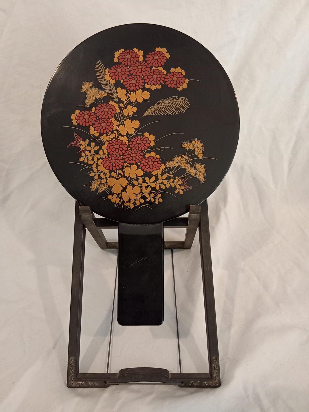 Japanese Vintage Black Laquer Mirror Set With Stand. - Etsy