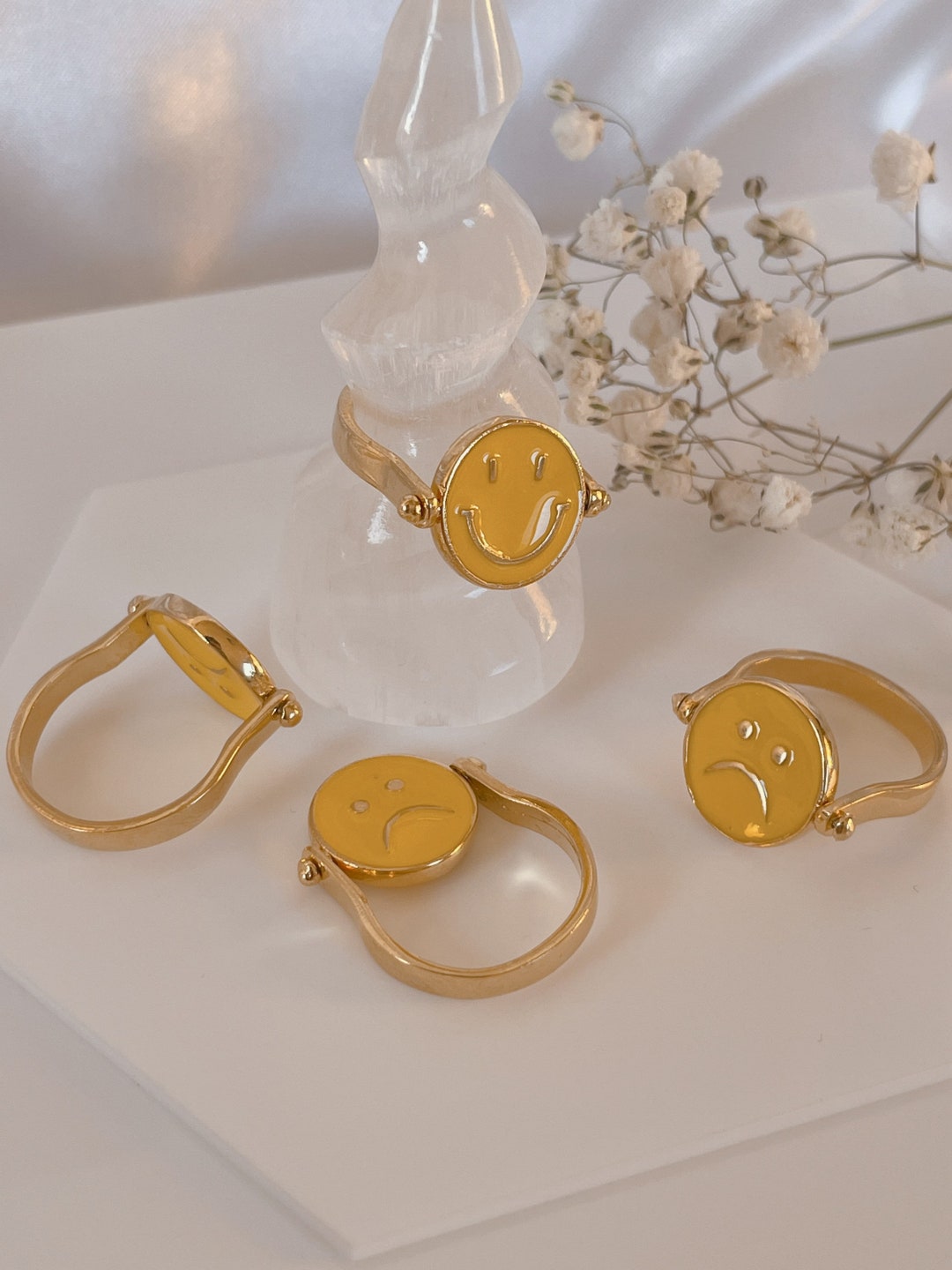 Rotating Smile Ring, Happy/depressed Ring, Double Face Ring, Mood Ring ...