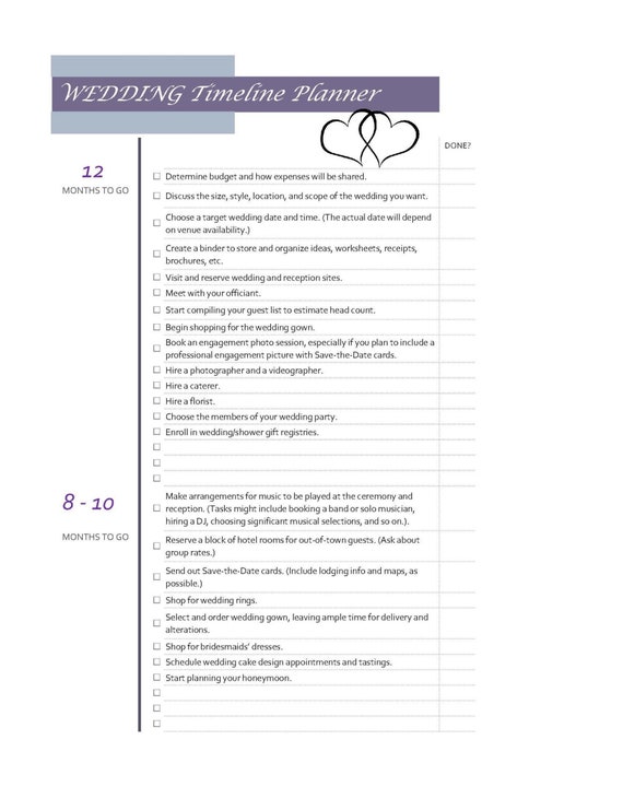 Wedding Planning Checklist/ Wedding Task Tracker / Wedding | Etsy