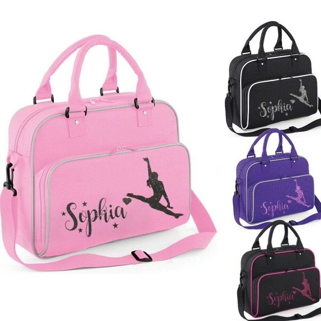Personalised Dance Bag Girls Gymnastics Childrens Glitter Splits School ...