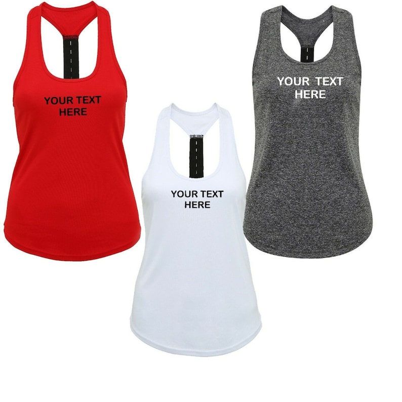 Ladies Personalised Gym Running Vest Gym Tank Top Custom Printed ...