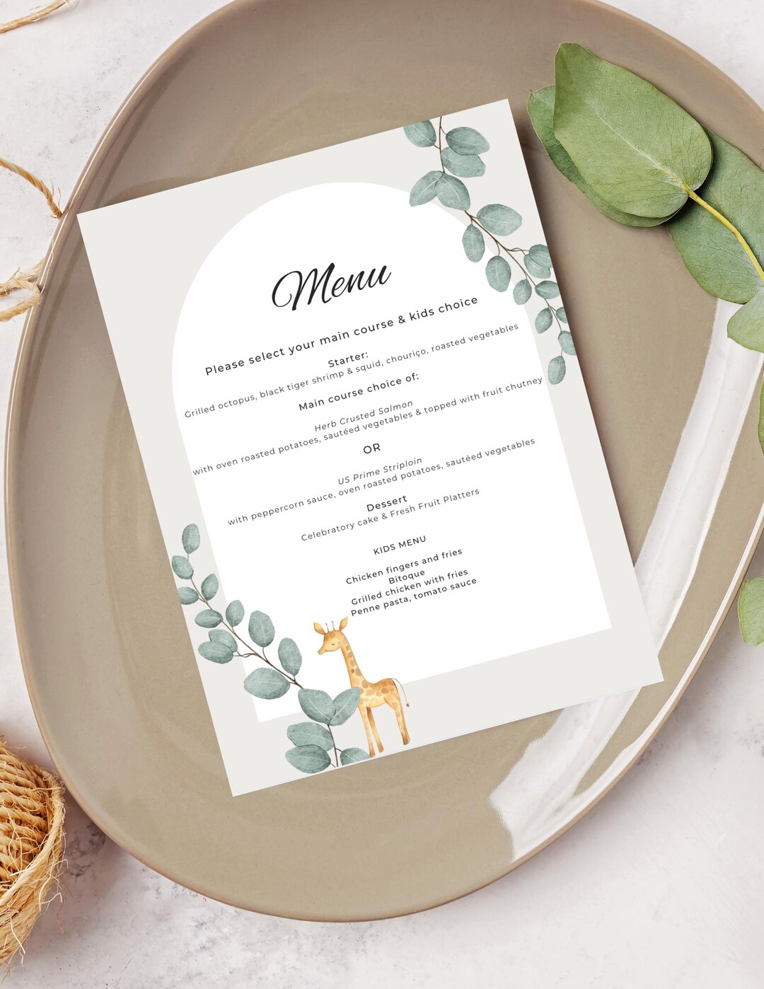 Safari Theme Menu Editable Baby Shower, Birthday, Printable Instant ...
