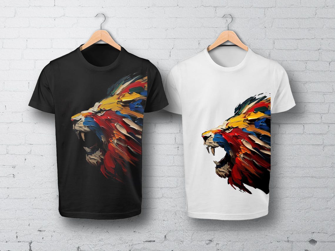 Acrylic Dabbed Roaring Lion - Color Vector / Digital File Download - Etsy