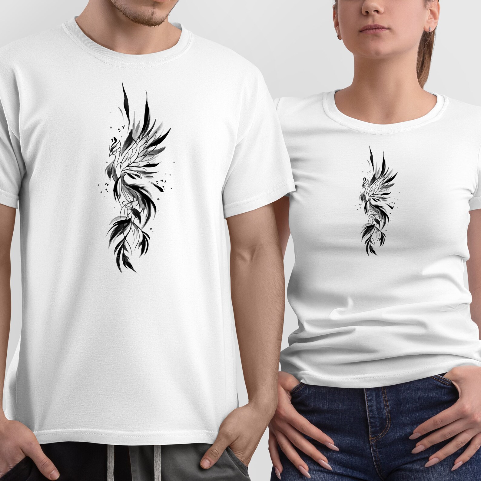 Stylistic Ink Splattered Rising Phoenix the Immortal Bird in Vector Eps ...