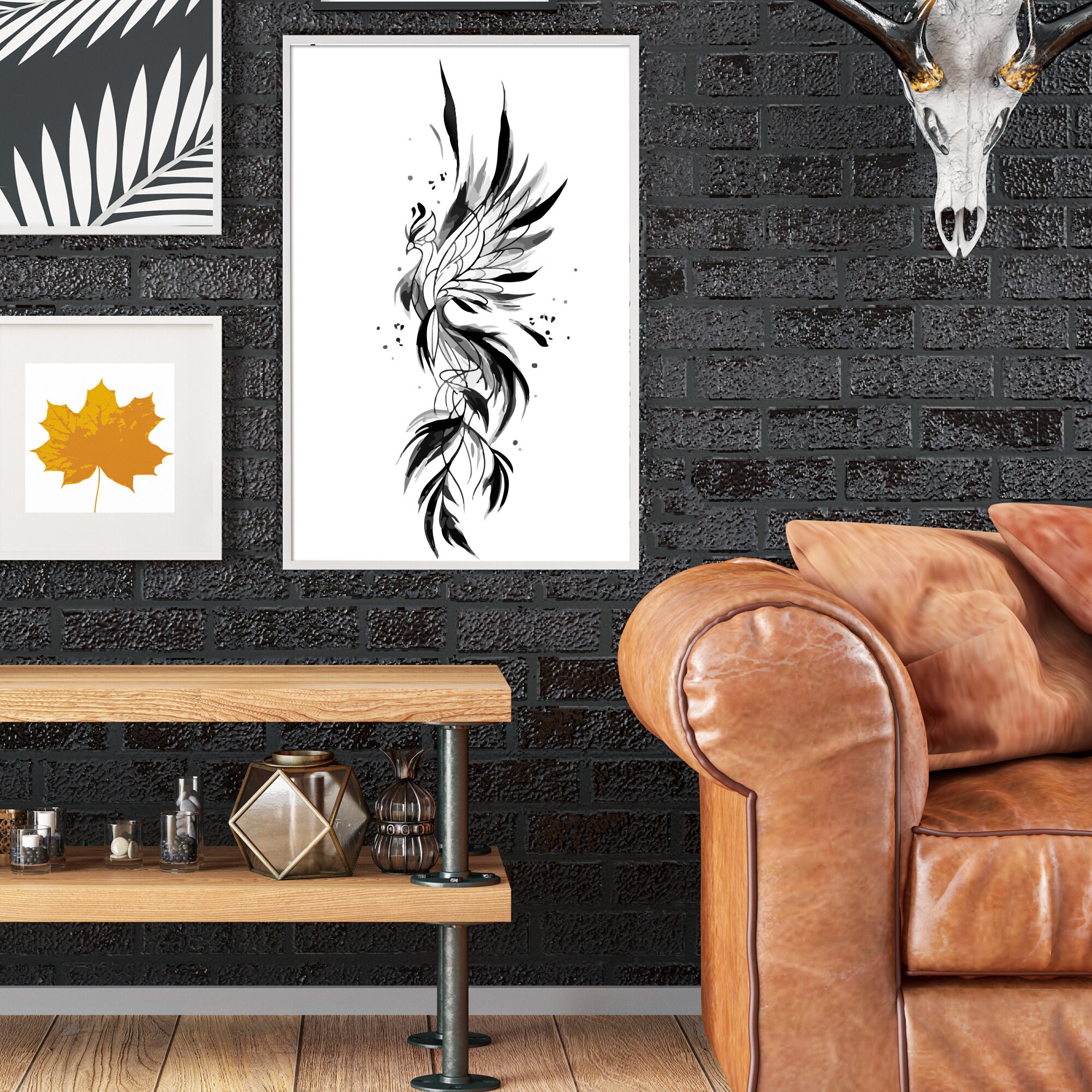 Stylistic Ink Splattered Rising Phoenix the Immortal Bird in Vector Eps ...