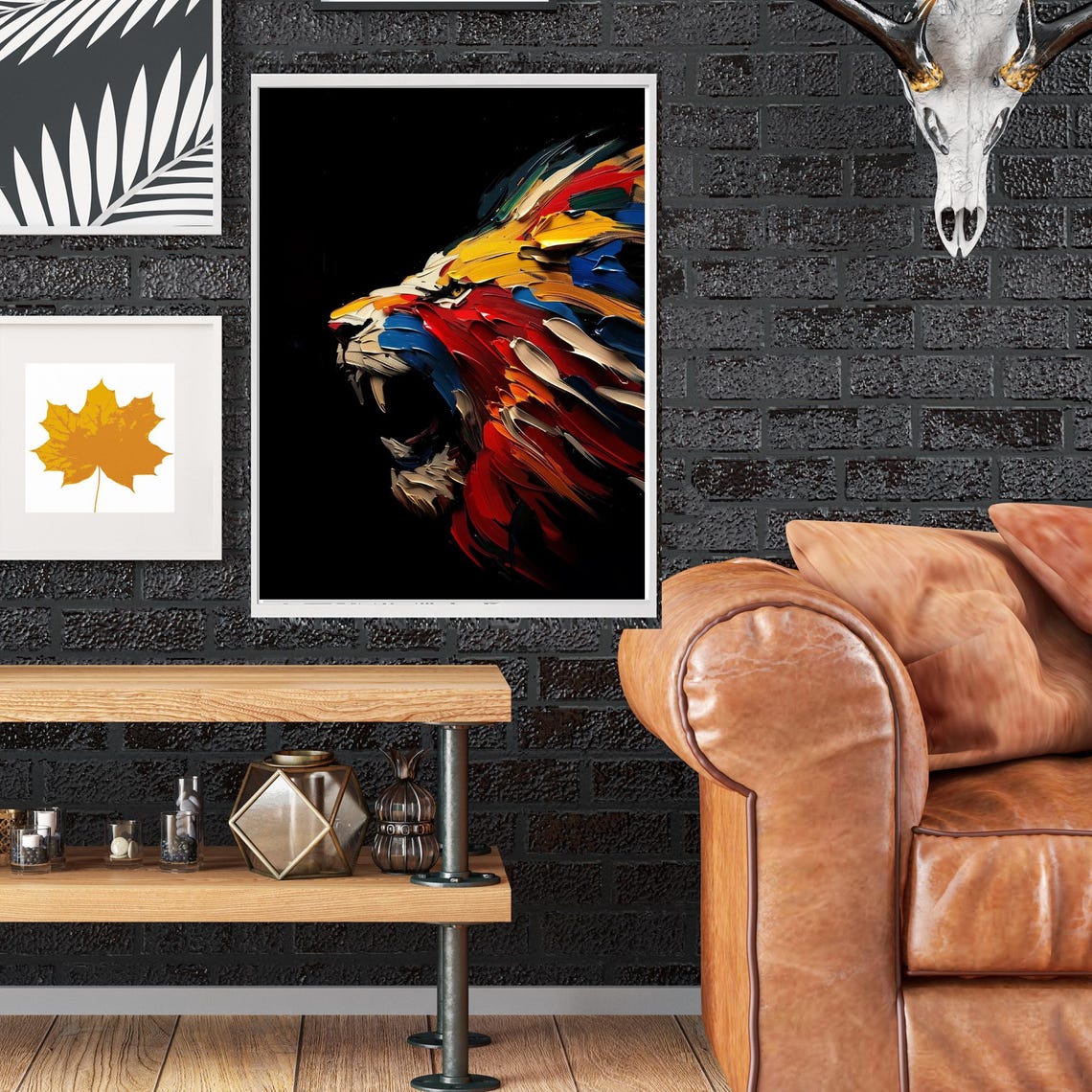 Acrylic Dabbed Roaring Lion - Color Vector / Digital File Download - Etsy