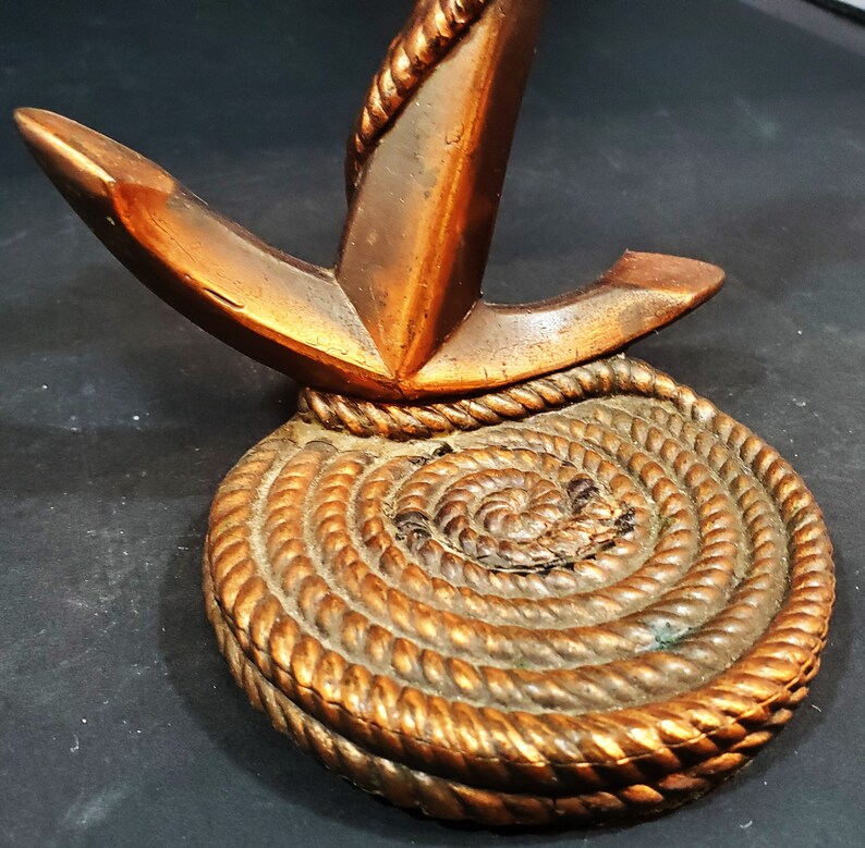 Vintage Anchor Paperweight Figural Nautical Maritime Metal Gilt Copper ...