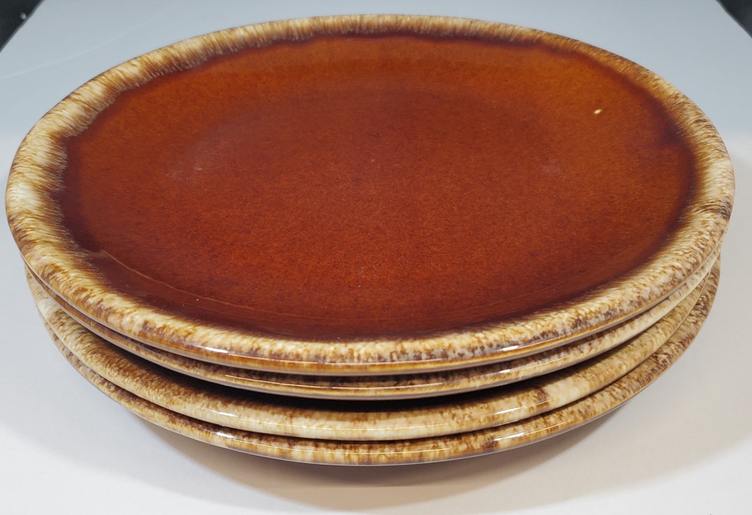 Vintage Hull Pottery Brown Drip Dinner Plates 4pc 10 1/2 - Etsy