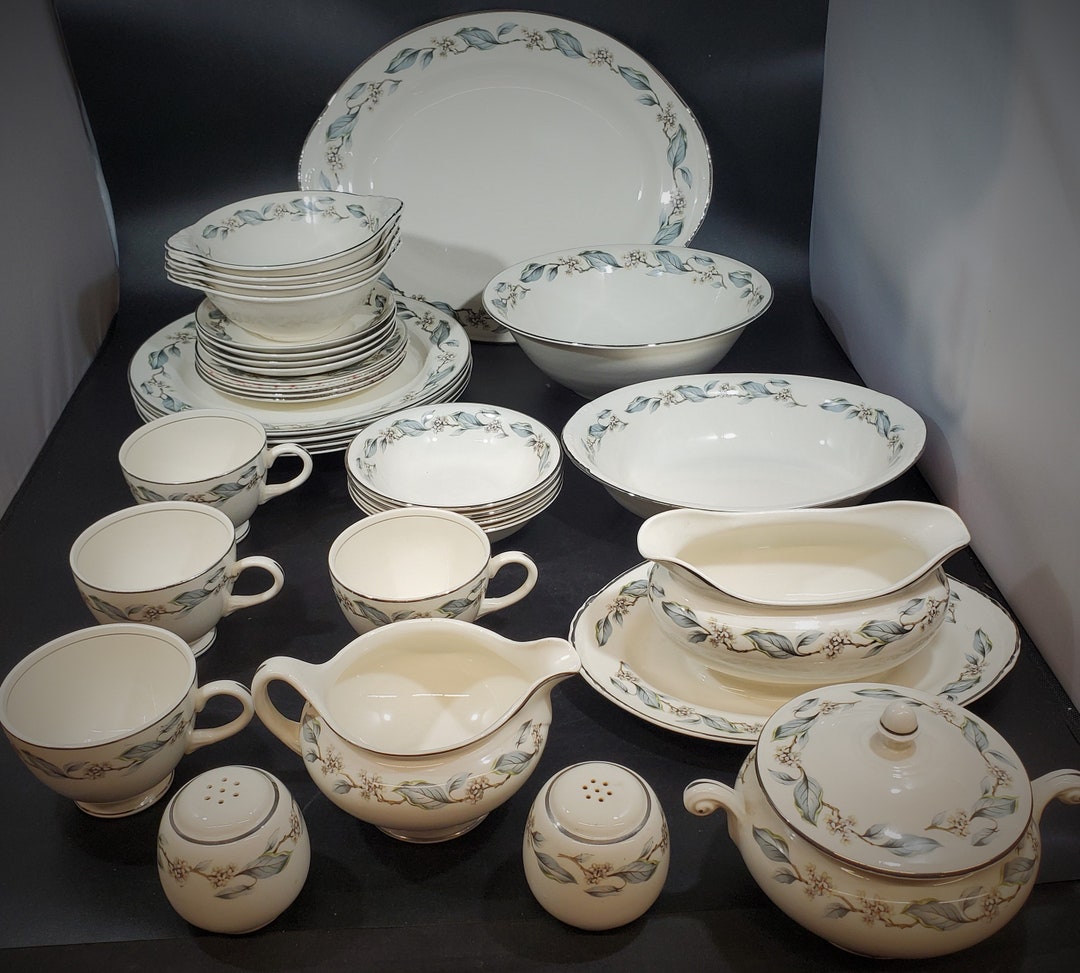 Vintage Eggshell Nautilus China White Roses 33 Piece Set, Complete ...