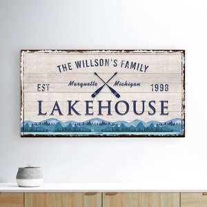 Portrait With Waves Lake House Sign for Father's 50th Birthday Portrait ...