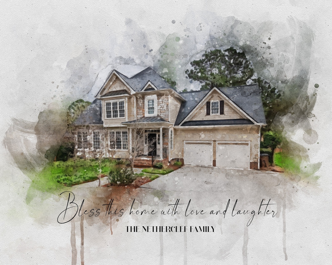 Custom Watercolor House Portrait New House Gift Watercolor House ...