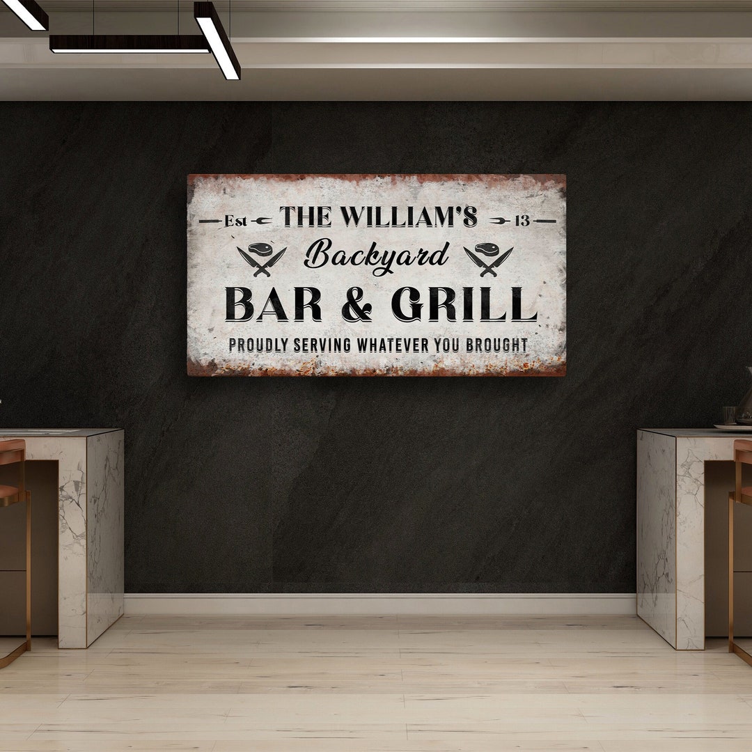 Loft Style Backyard Bar/lounge Established Year Art Portrait Prints ...