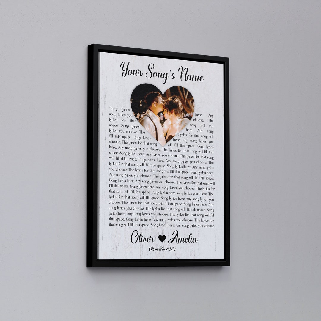 Framed Wedding Song Lyrics, 2nd Anniversary Gift, First Dance Lyrics ...