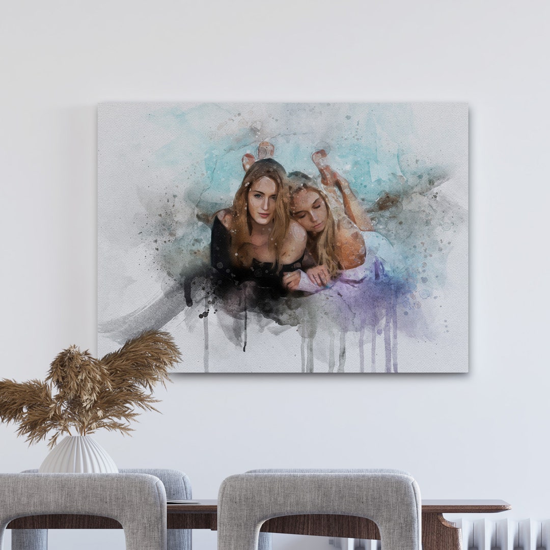 LGBT Painting Gay Couple Gift Custom Couple Print Anniversary Portrait ...