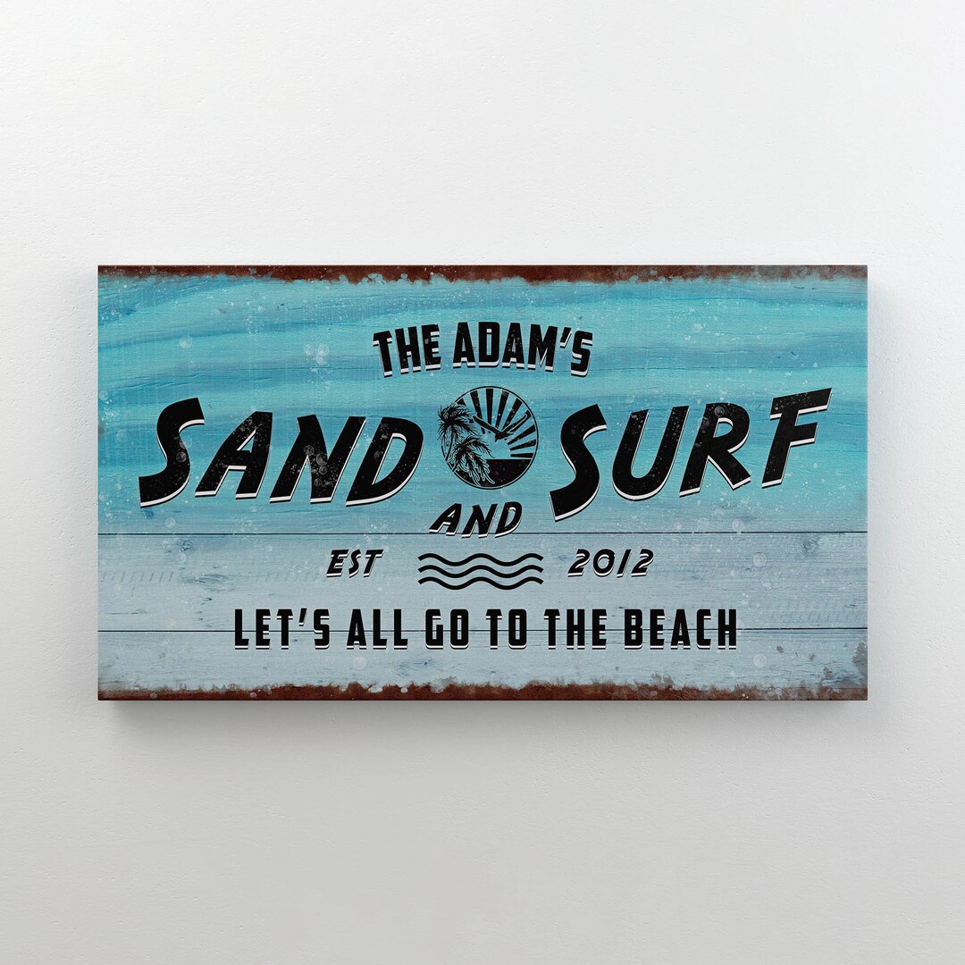 Summer Vibes Beach House Personalized Name and Year Portrait, Beach ...