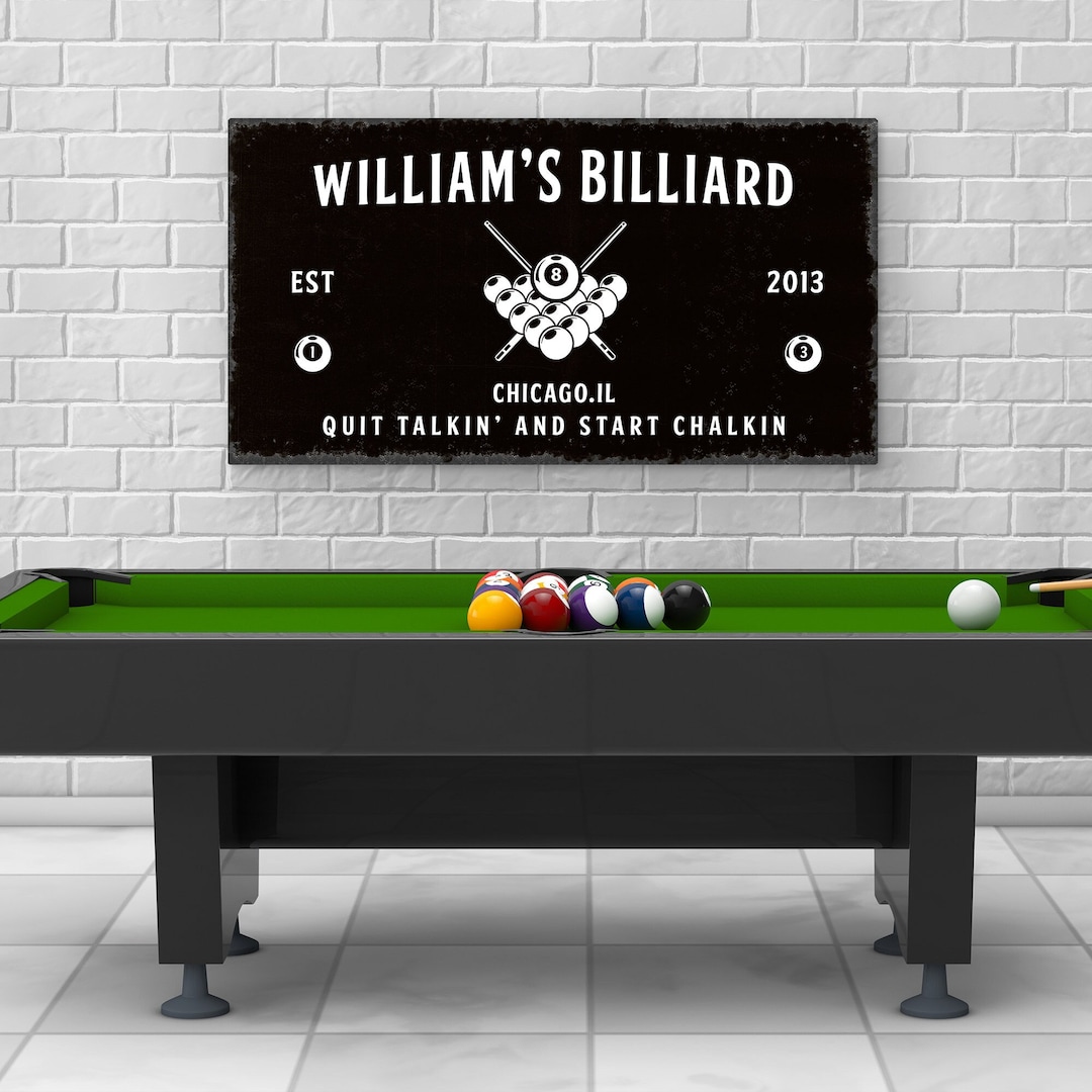 Billiards Decor Sign Room Wall Art, Billiard Enthusiast Present ...