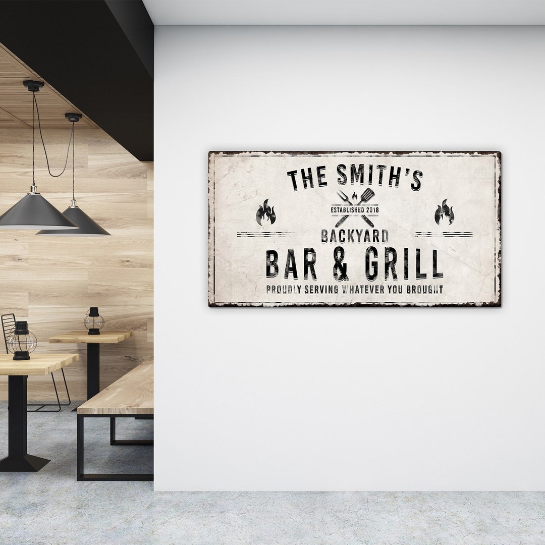 Bar and Grill Portrait Present, Customizable Bar Lounge Styled Portrait ...