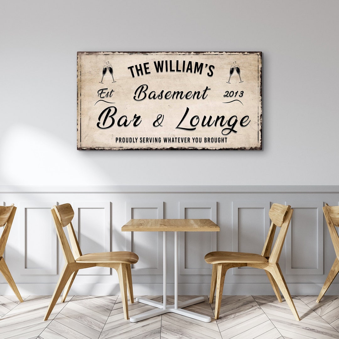 Light Basement Bar and Lounge Portrait Established Year Art Portrait ...
