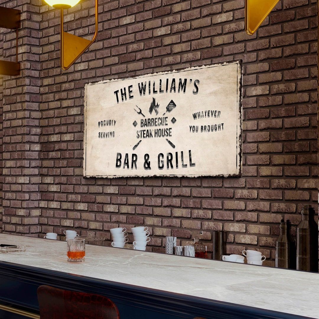 Barbecue Steakhouse Bar and Grill Portrait Present, Customizable Bar ...
